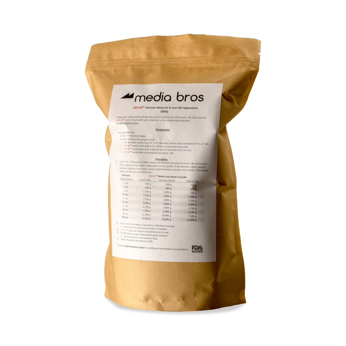 CRX™ Medium Flow Filter Media (CRC) for BHO Extraction (Non-Reactive ...